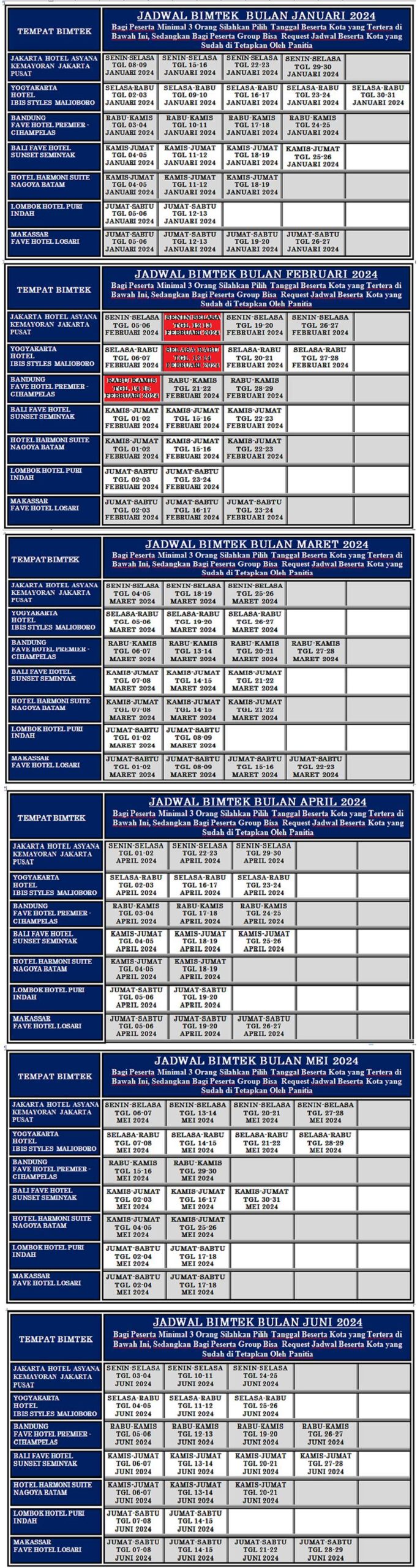 Jadwal Nasional - Bimtek Desa